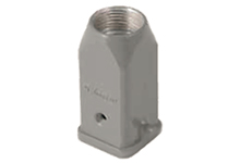 Heavy-Duty Standard (STD) Single Lever Hood, Die-cast Aluminum, with 2 Pegs, Side Entry, Size 16B «77x27», Pg29 Thread, High Construction, Grey