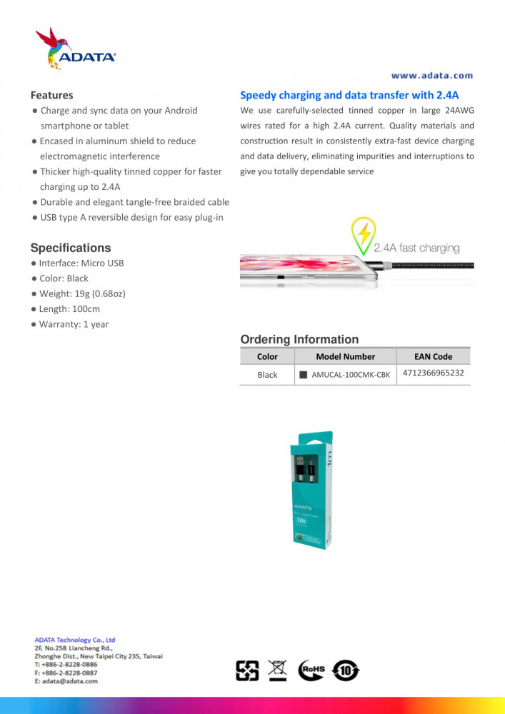 ADATA Micro USB Cable product document, page 2