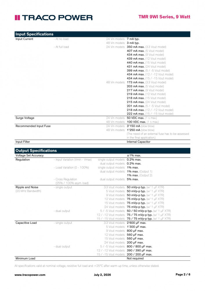 TMR 9WI datasheet page 2
