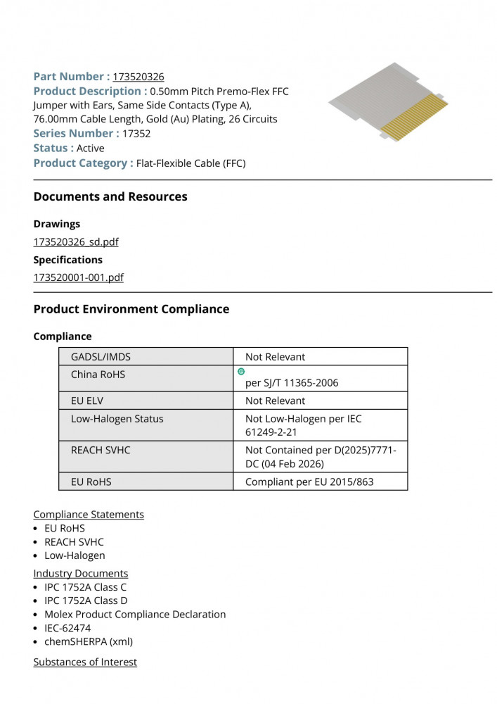 MOLEX 173520326 technical drawing image 1