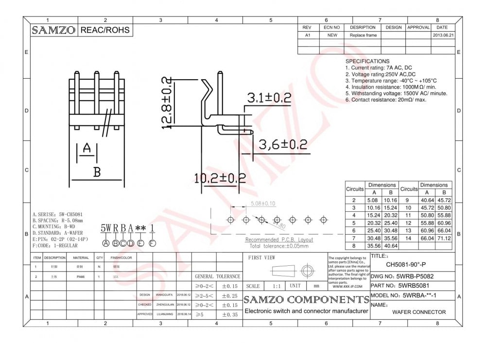 SAMZO 5WRBA031 technical drawing