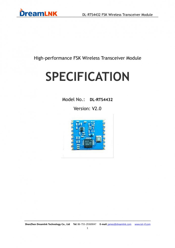 DL-RTS4432-433M datasheet page 1