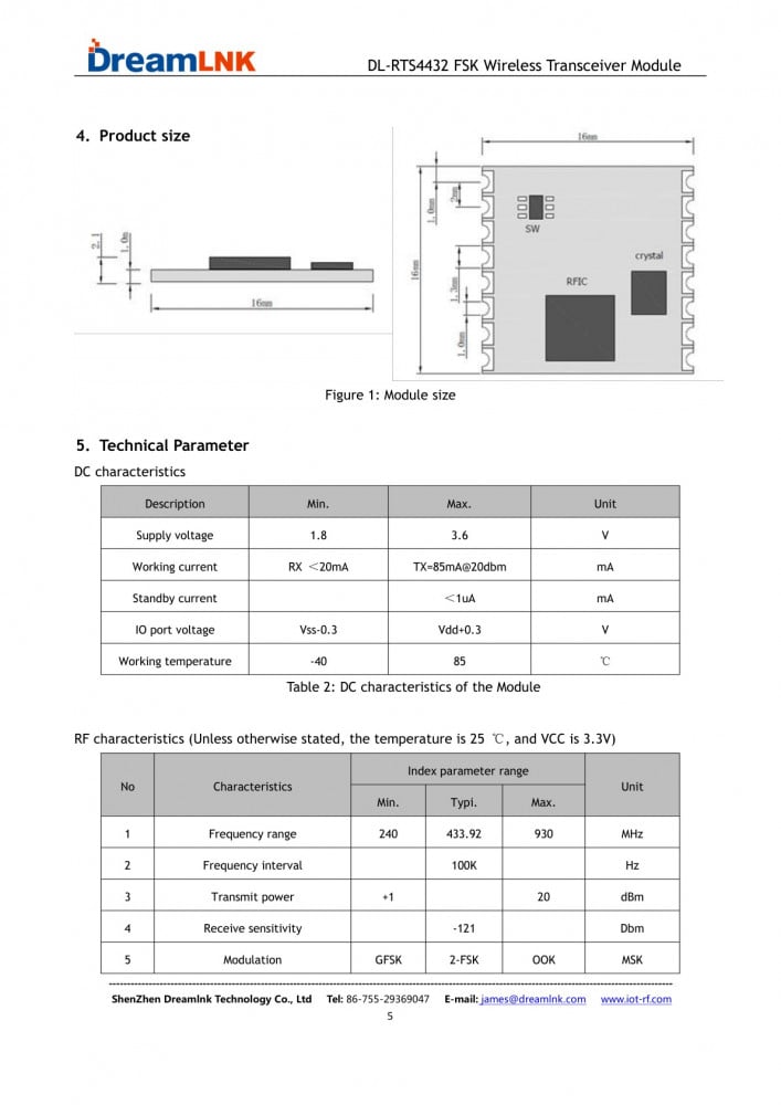 DL-RTS4432-433M datasheet page 5