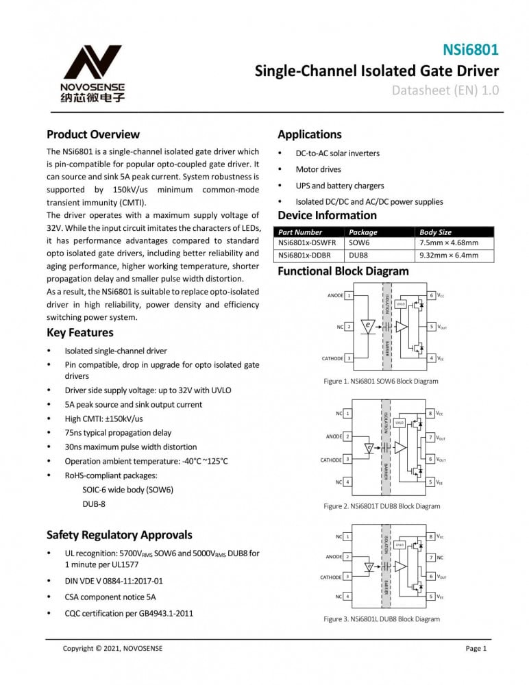 NSi6801 datasheet page 1