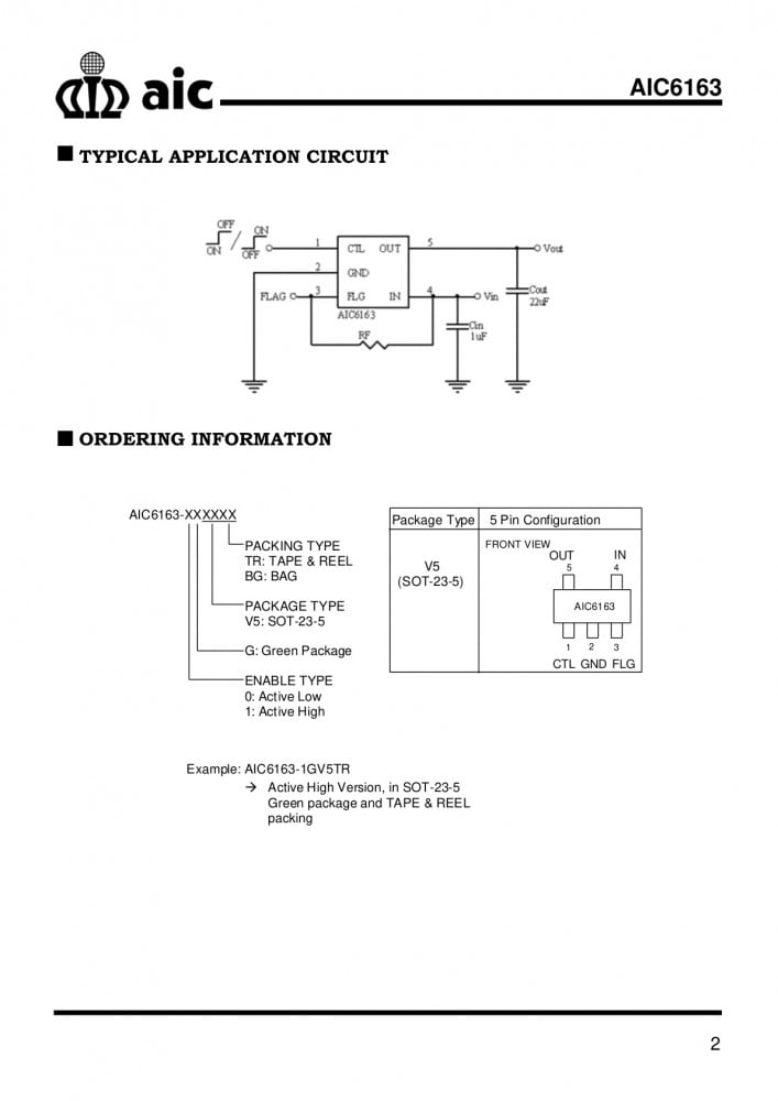 AIC6163 datasheet page 2