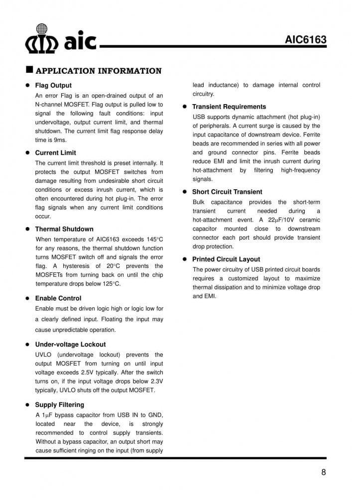 AIC6163 datasheet page 8