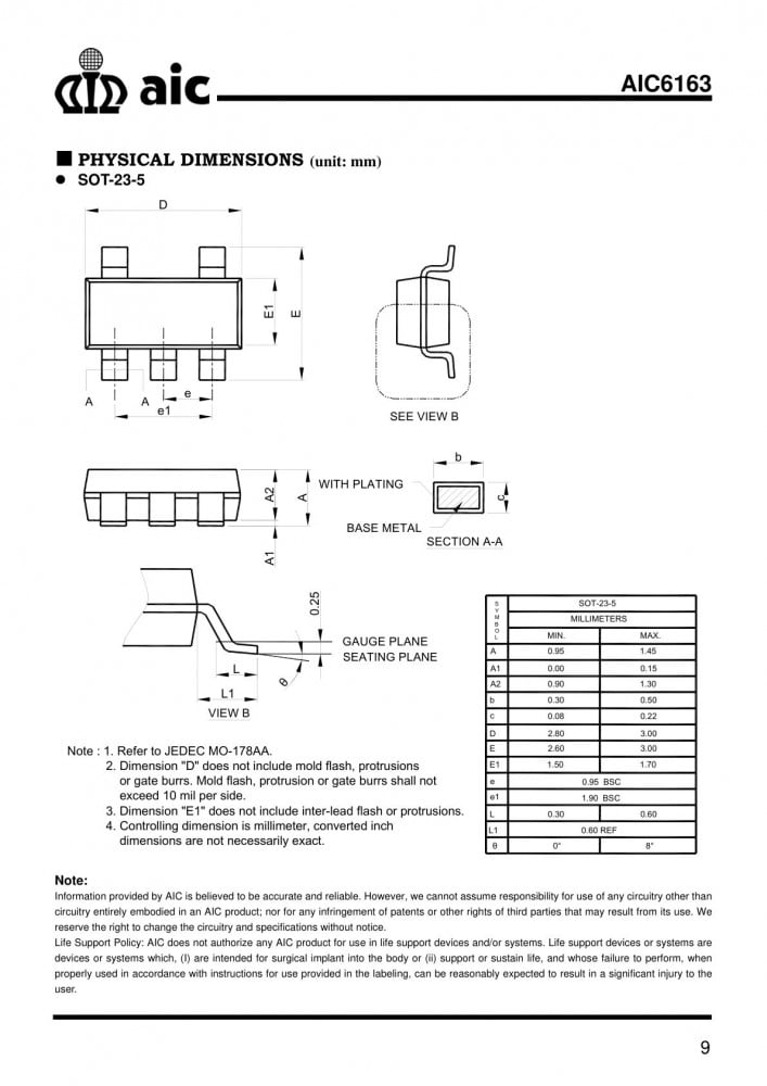 AIC6163 datasheet page 9
