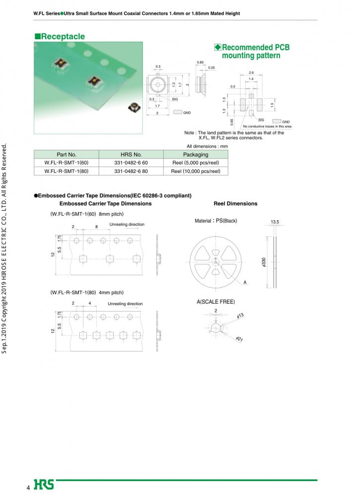 HRS W.FL datasheet page 4