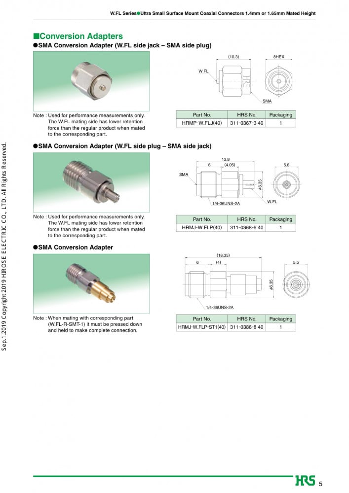HRS W.FL datasheet page 5