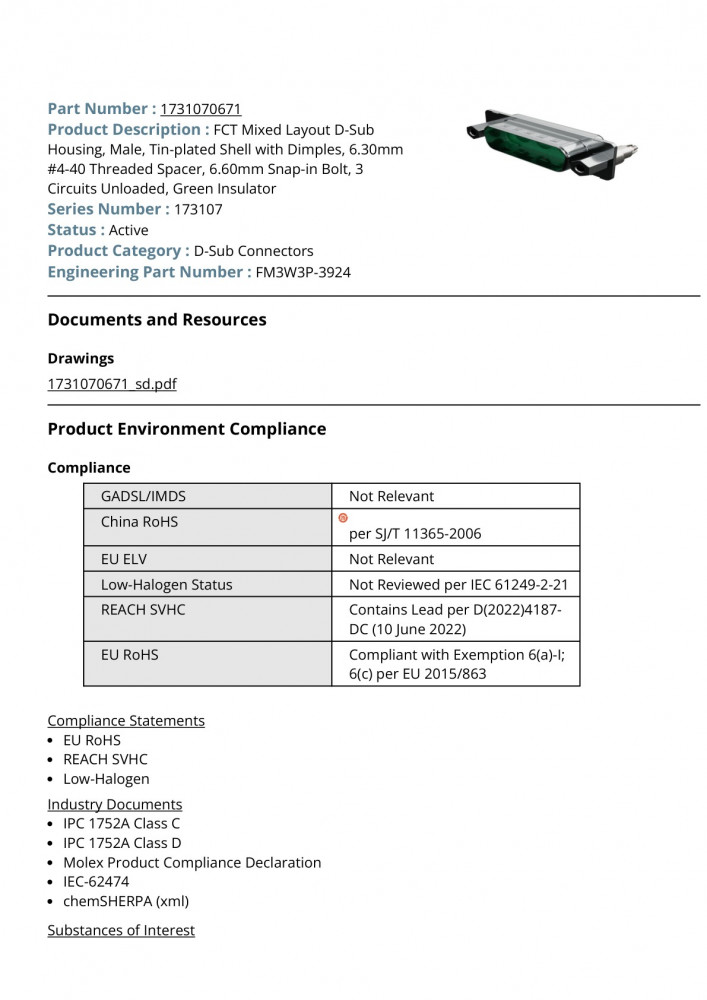 MOLEX 1731070671 drawing preview, page 1