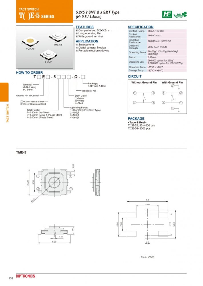 Diptronics TJE-533-Q-T/R technical document page 1