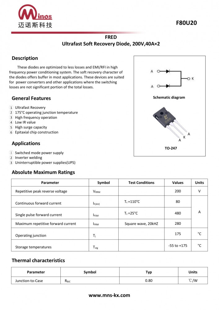 F80U20 technical document page 1