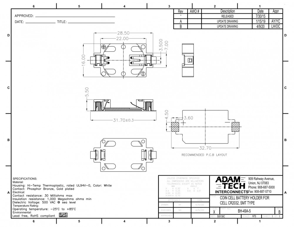 ADAM TECH BH-49A-5 technical drawing