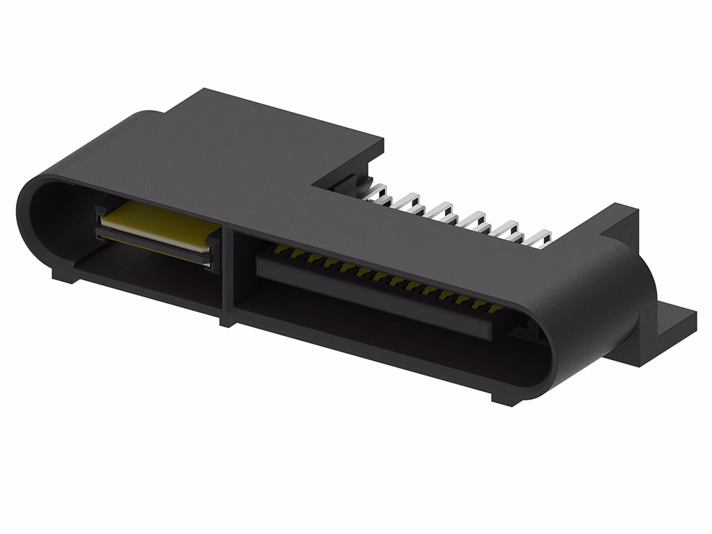 EXTreme LPHPower Plug, Right-Angle, 6 Power Contacts, 16 Signal Contacts, Select Gold (Au) Plating, for 2.36mm Thick PC Board, with Guide Pockets and Press-fit Plastic Pegs