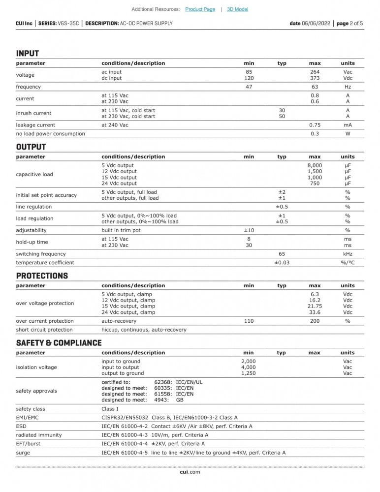 VGS-35C-15 datasheet page 2