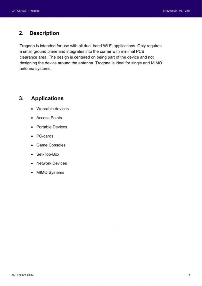 Trogona SR42W009 datasheet page 2