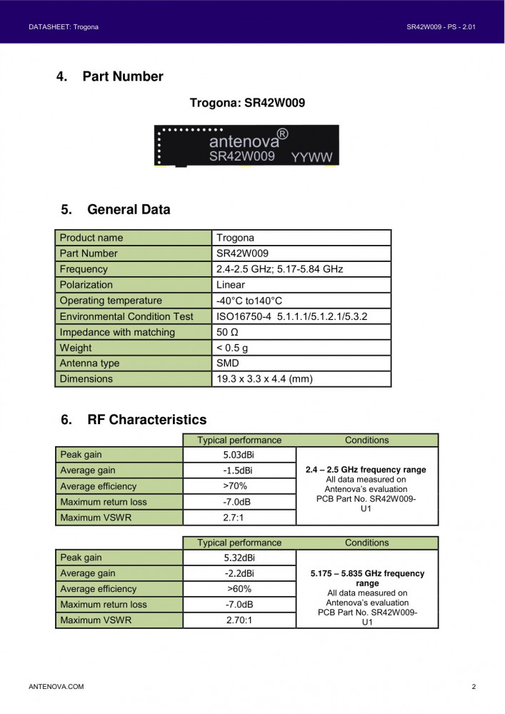 Trogona SR42W009 datasheet page 3