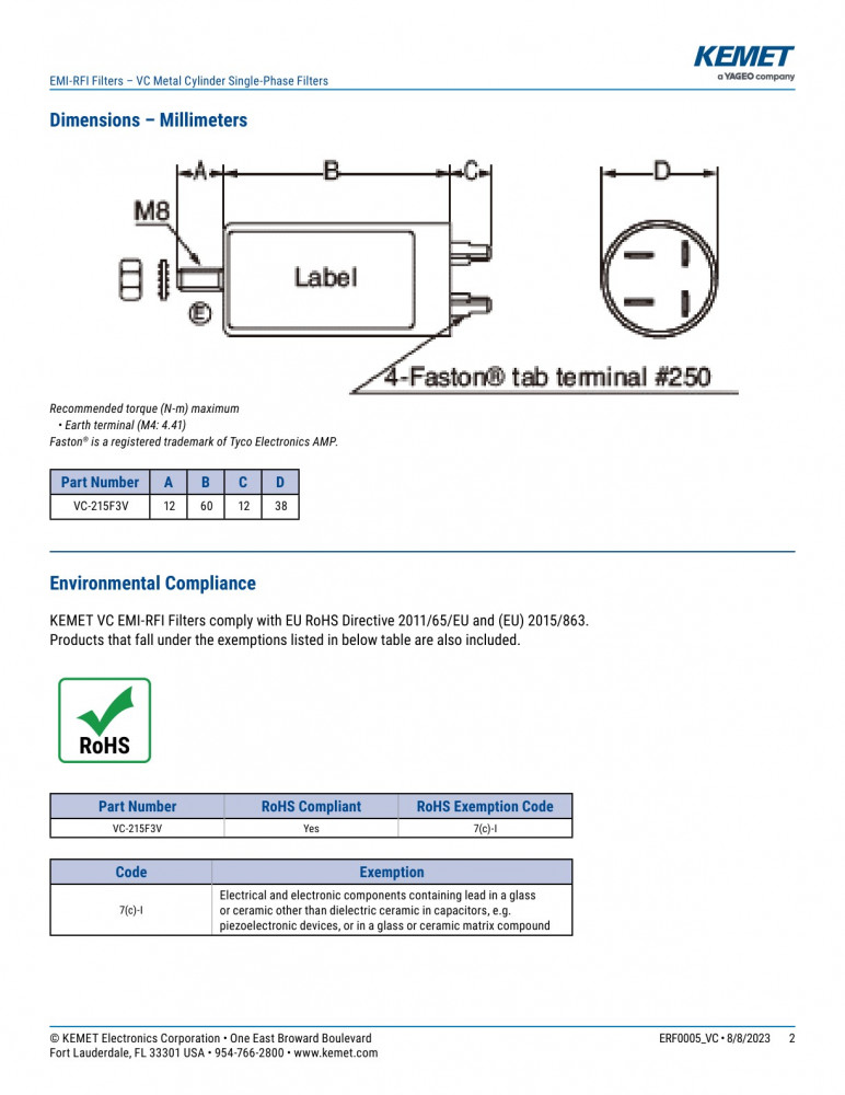 VC-215F3V dimensions and part number