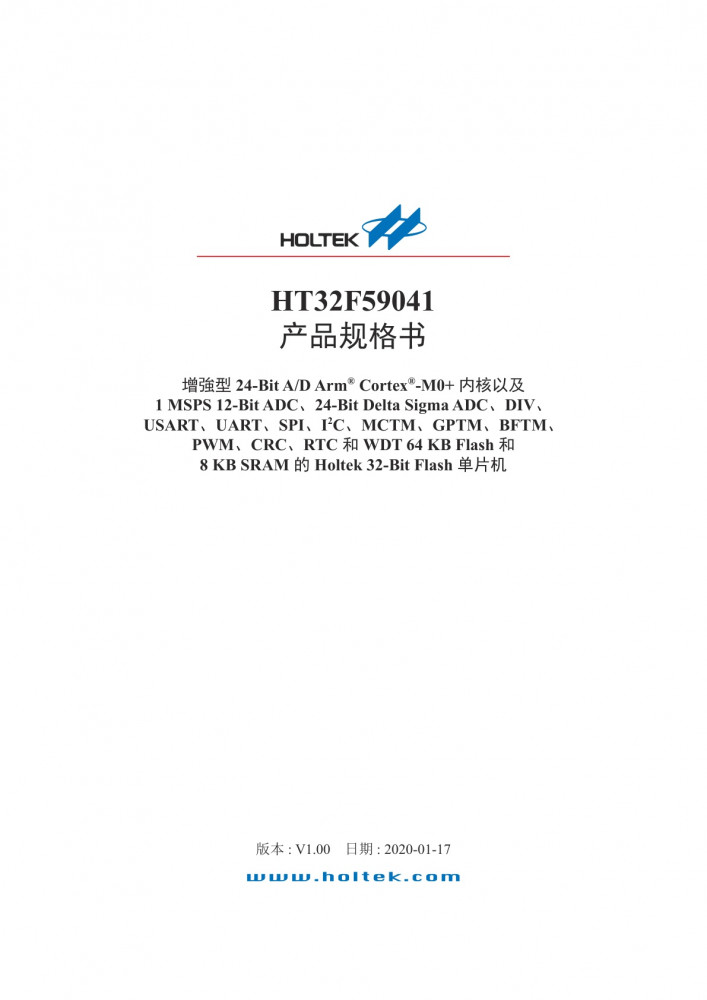 HT32F59041 datasheet page 1