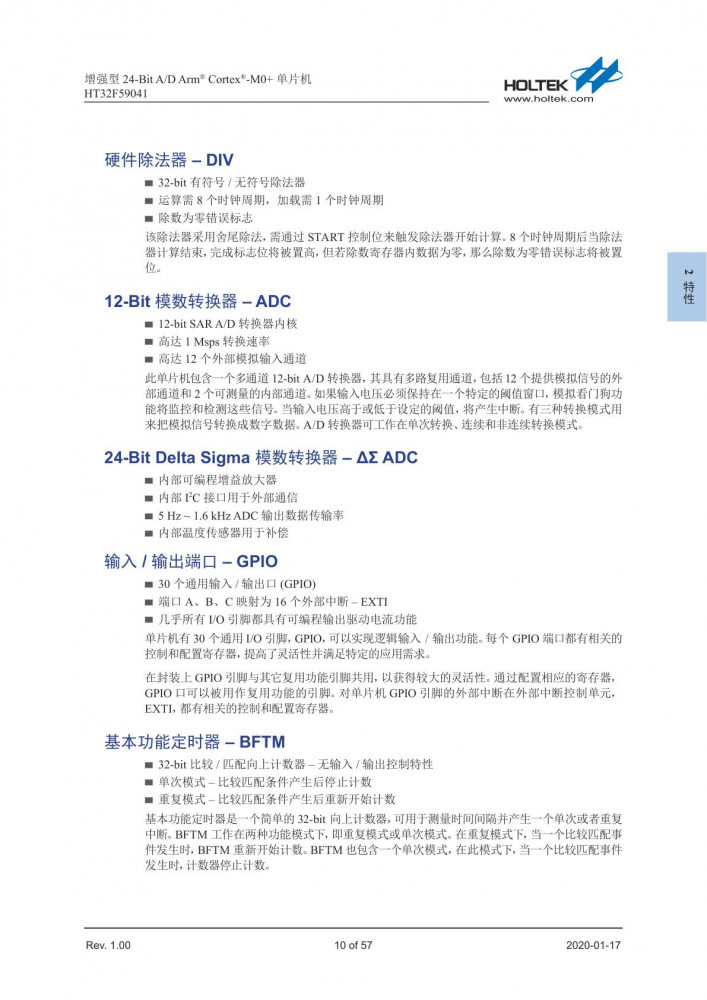 HT32F59041 datasheet page 10