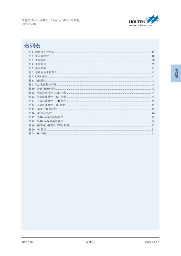 HT32F59041 datasheet page 5