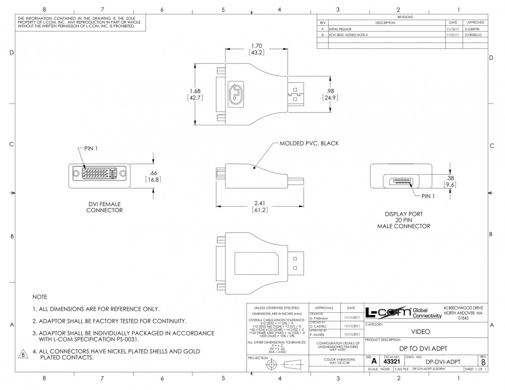 L-com DP-DVI-ADPT product document page