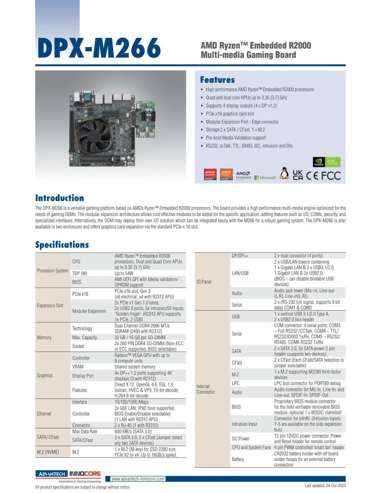 DPX-M266 product documentation page 1