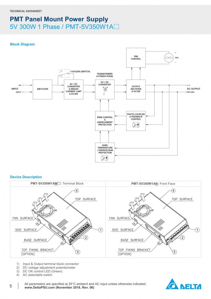 DELTA PMT-5V350W1AN datasheet page 5
