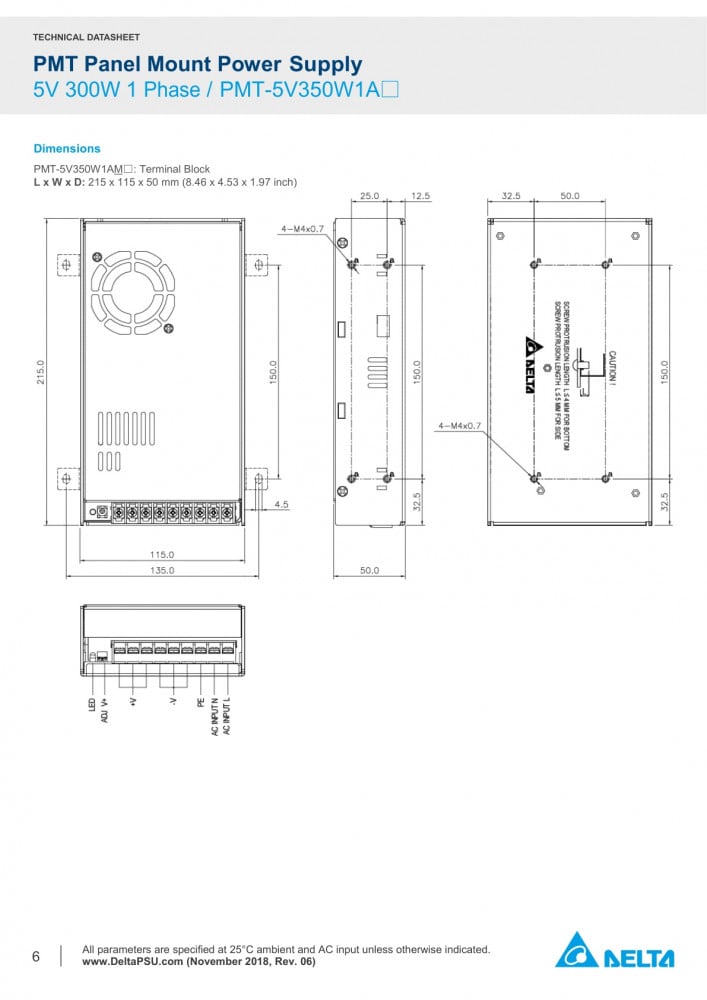 DELTA PMT-5V350W1AN datasheet page 6