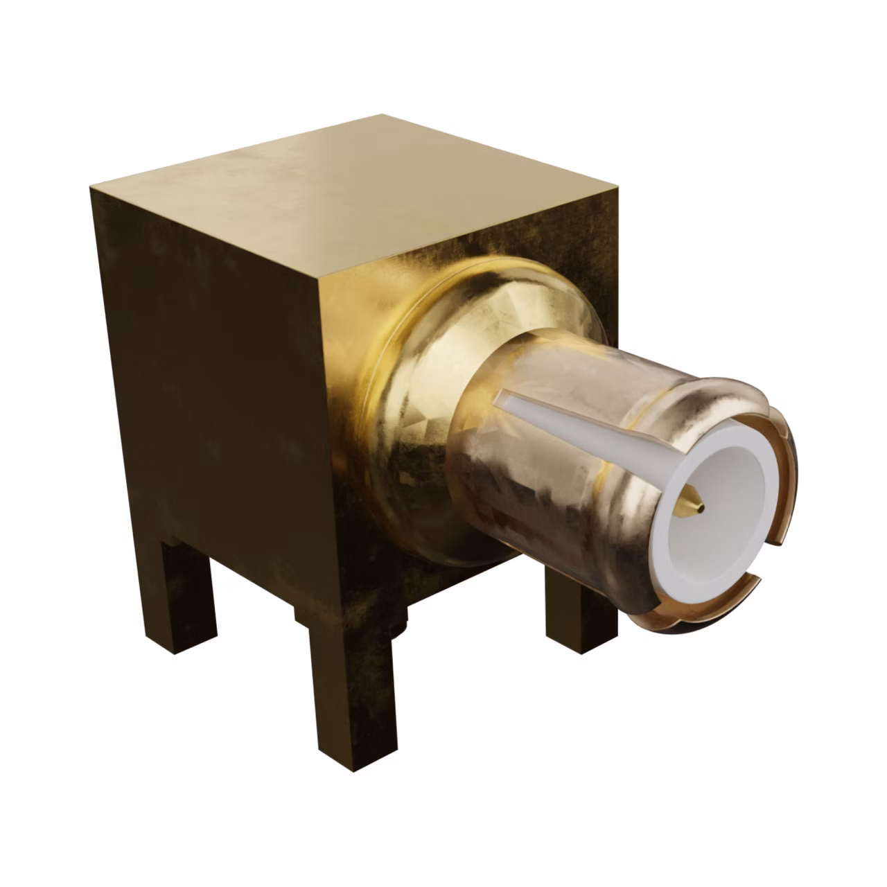 MCX Plug, Right-Angle, PCB Receptacle, Through Hole, Brass Body, Gold (Au) Plated, 2.29mm Leg Length, Tray, 50 Ohms for sale