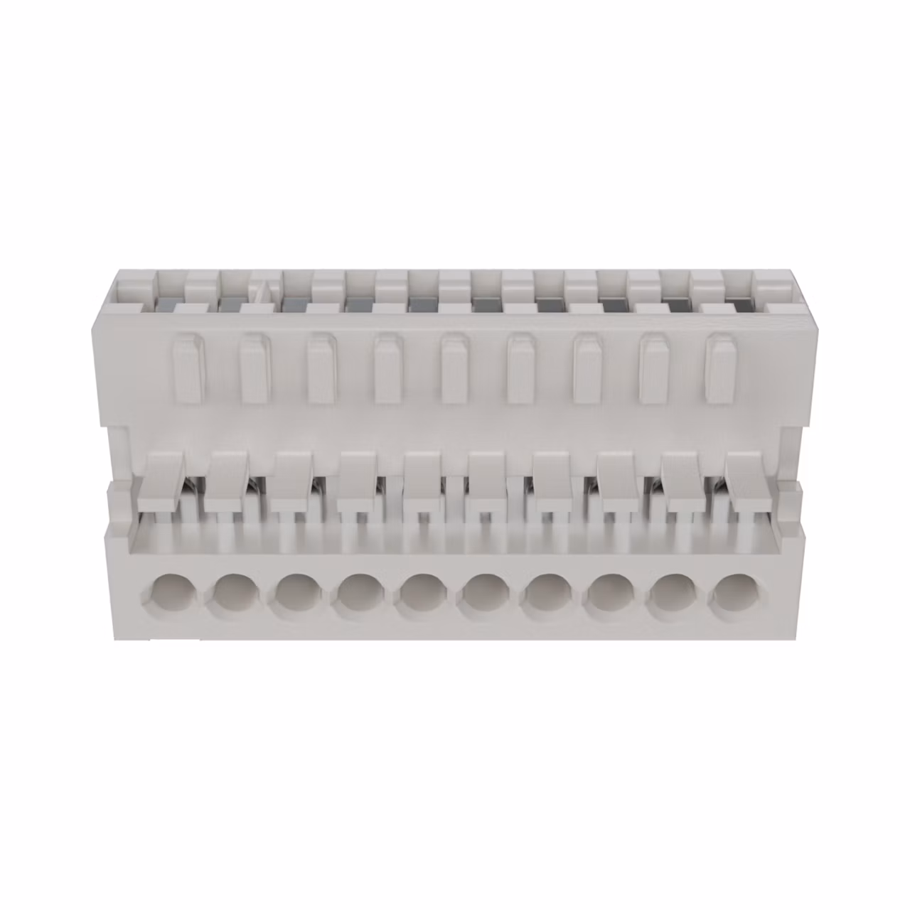 Appli-Mate RAST 2.5 IDT Housing, 2.50mm Pitch, Female, 10 Circuits, Beaded Terminal, Position Keys A & K Removed, Slotted Endwalls, Polarizing Rib Between Circuits 2 & 3 for sale