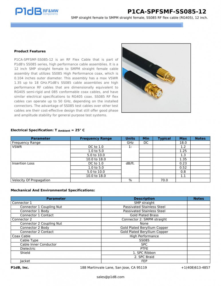 P1CA-SPFSMF-SS085-12 technical document page 1