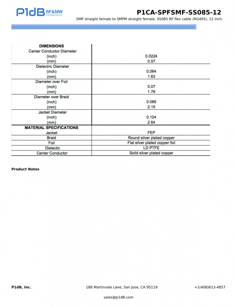 P1CA-SPFSMF-SS085-12 technical document page 3