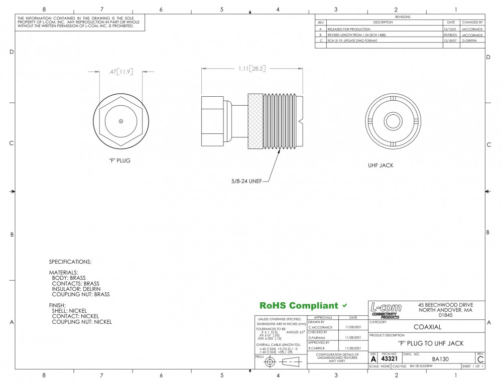 L-com BA130 technical document preview
