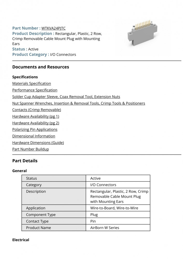 WTKVA24PJTC technical document page 1