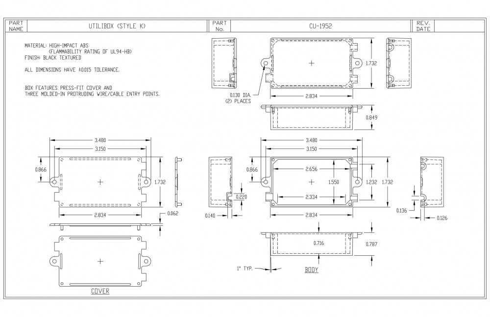 CU-1952 Utilibox product drawing