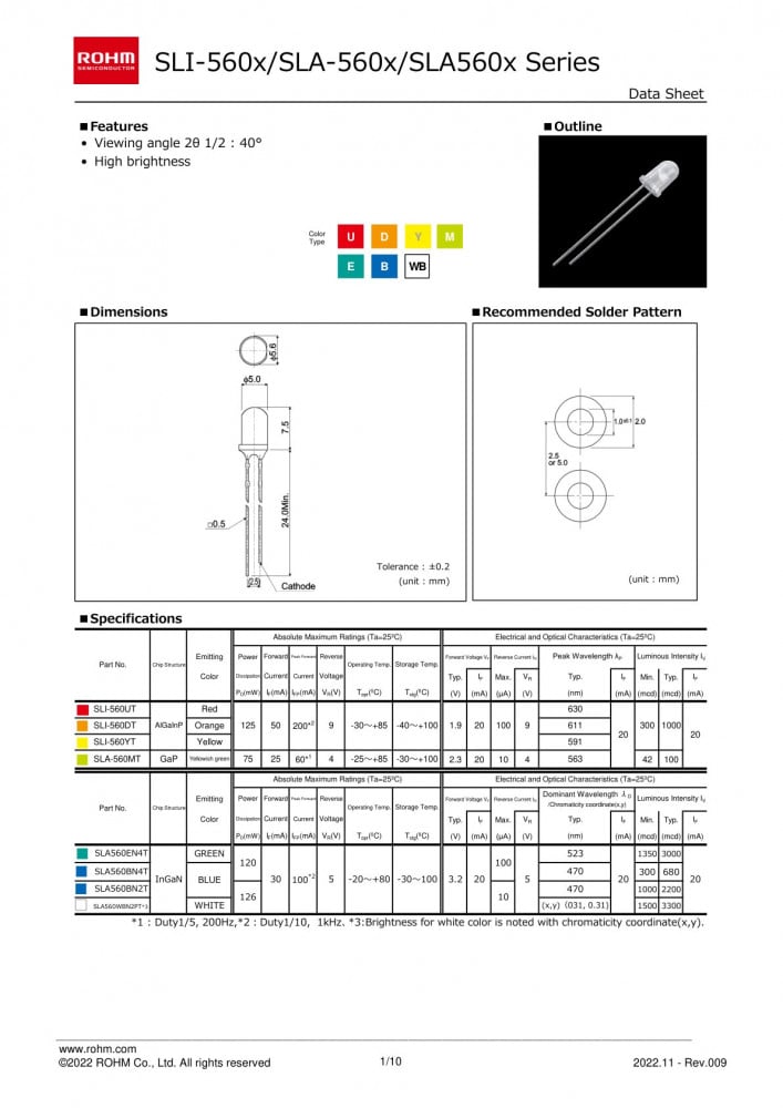 SLA560WBD2PT2 technical document page 1