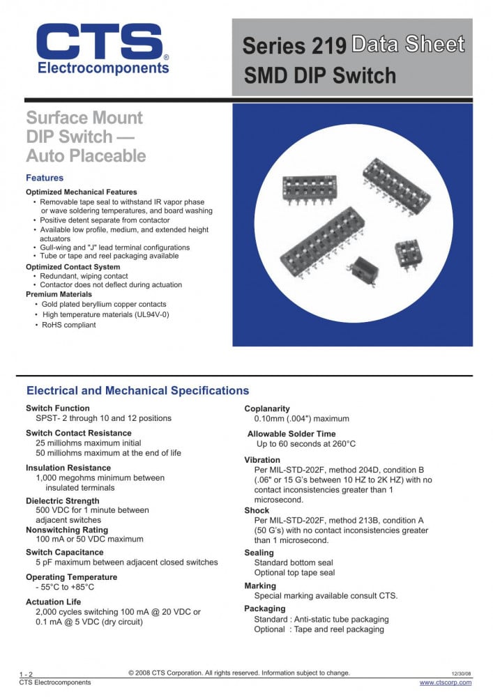 CTS Series 219 technical document page 1
