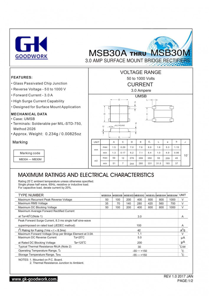 GOODWORK MSB30M datasheet page 1