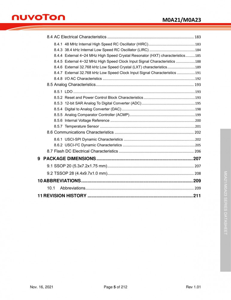 NuMicro M0A21/M0A23 datasheet page 5