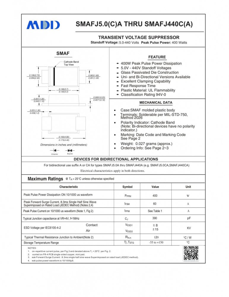 MDD SMAFJ13A datasheet page 1