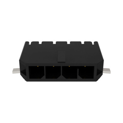 Micro-Fit+ Right-Angle Header, Surface Mount, 3.00mm Pitch, Single Row, 4 Circuits, 0.38µm Gold (Au) Plating, Glow-Wire Capable, Solder Nail, Black, Tape and Reel for sale
