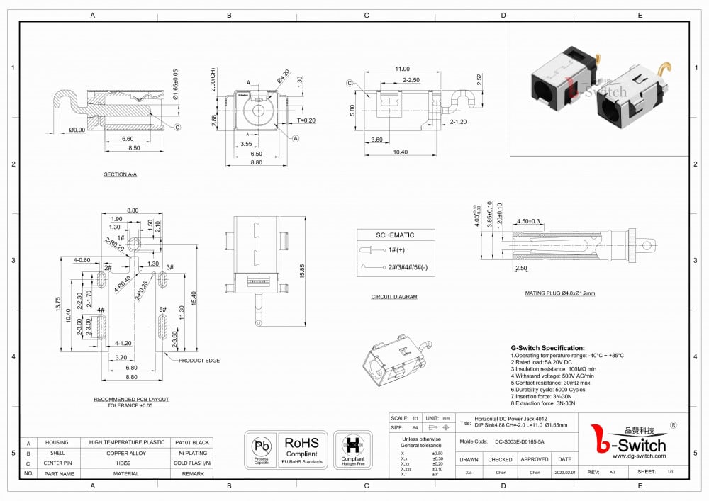G-Switch DC-S003E-D0165-5A product document