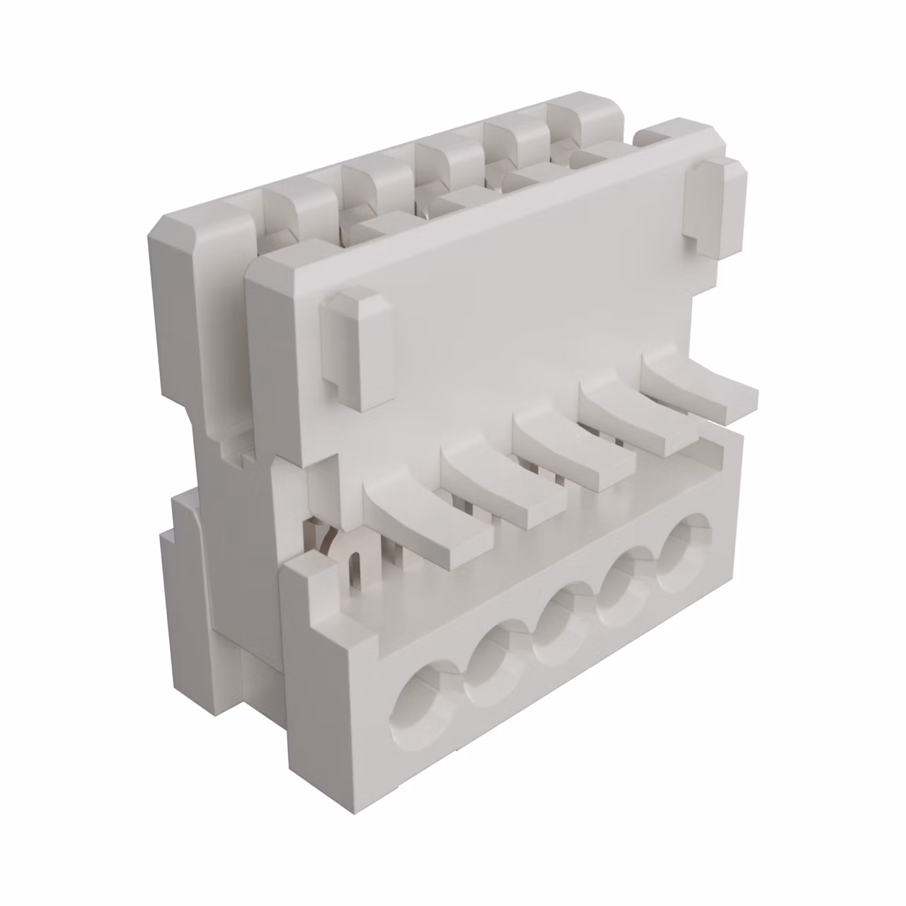 Appli-Mate RAST 2.5 IDT Housing, 2.50mm Pitch, Direct/Indirect, Female, 5 Circuits, Position Keys A, B, E, and F Removed, Polarizing Rib Between Circuits 2 and 3