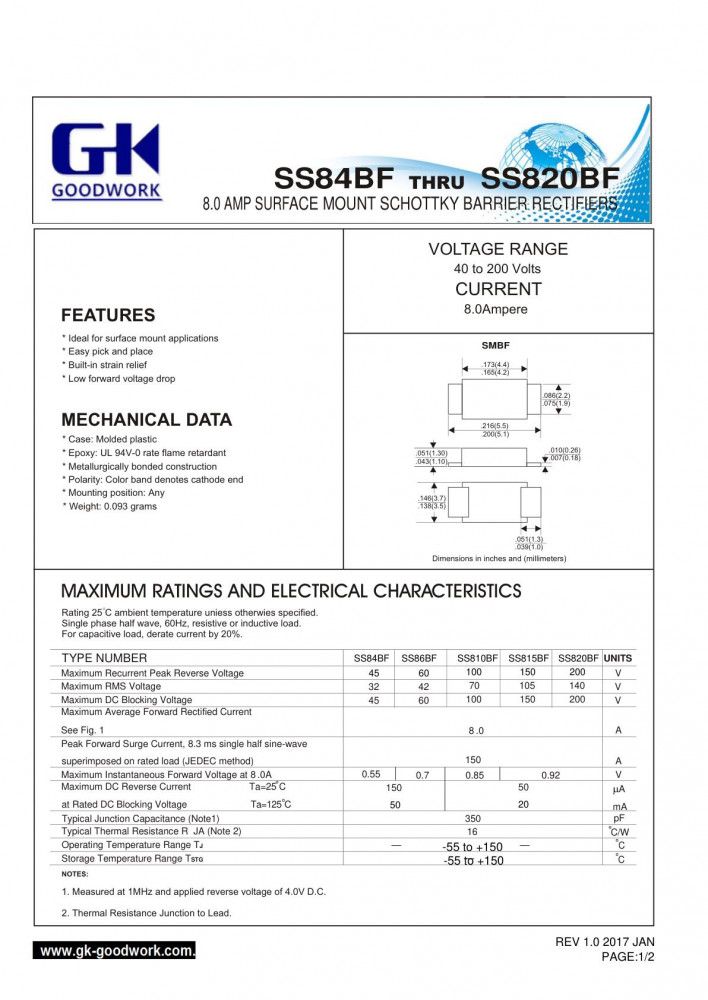 GOODWORK SS810BF datasheet page 1