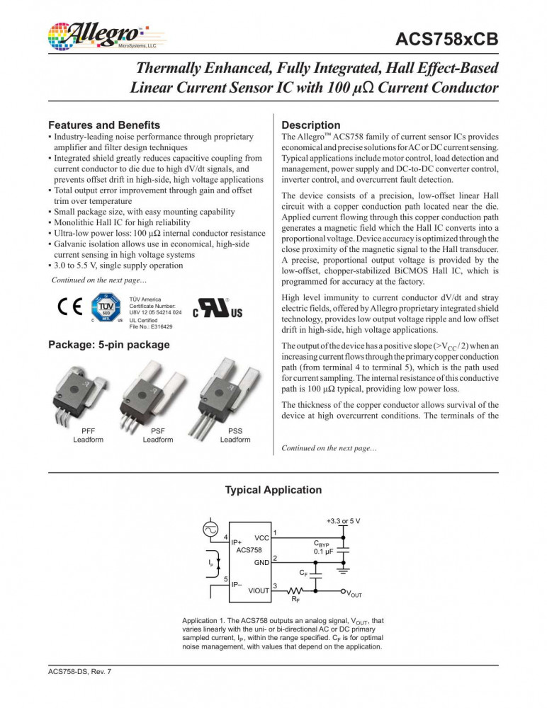 ACS758 datasheet page 1