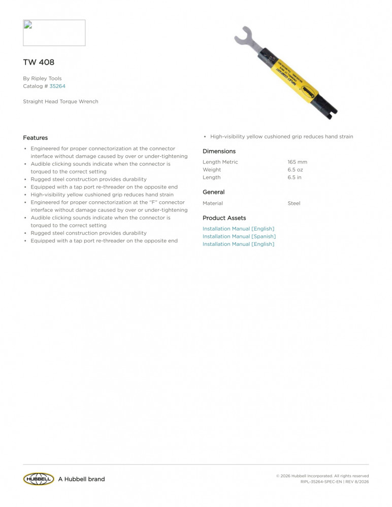 TW 408 product documentation preview
