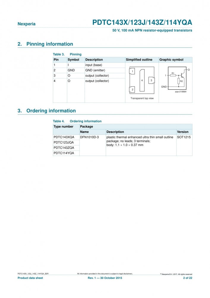 PDTC143XQAZ datasheet page 2