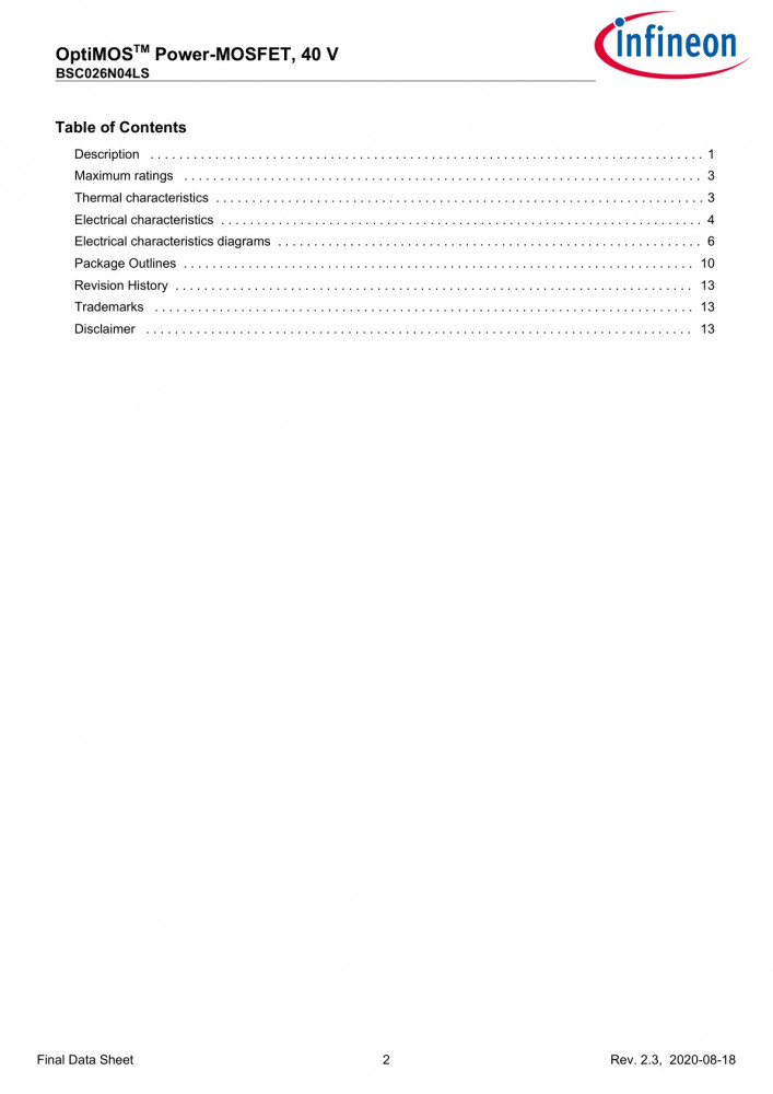 BSC026N04LS datasheet page 2