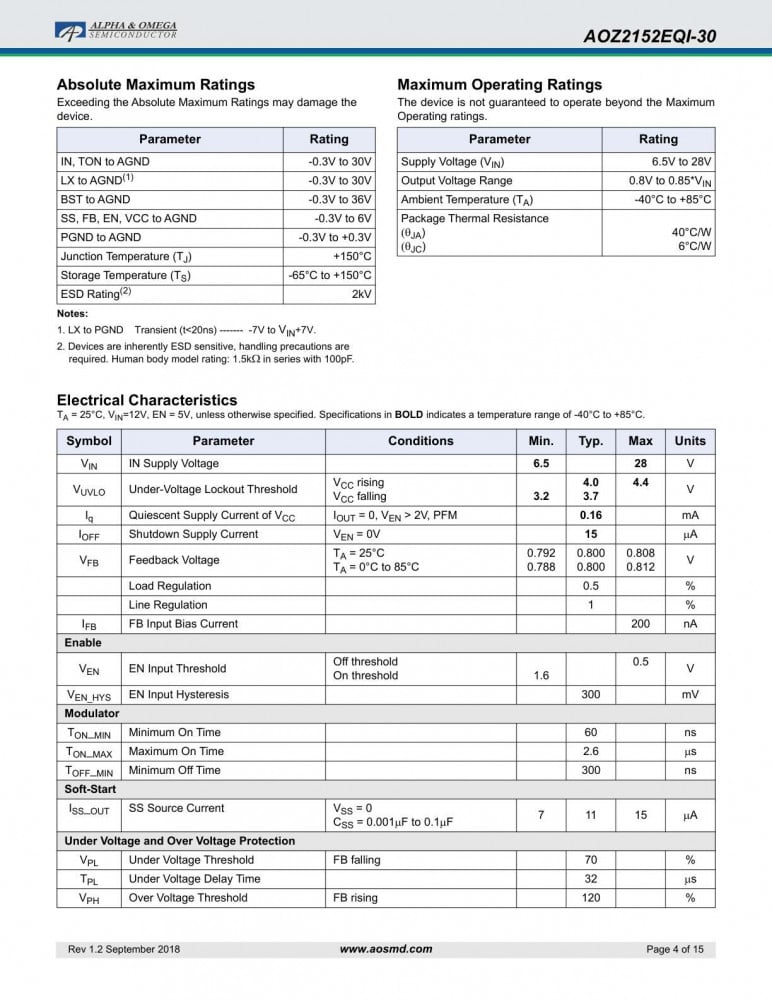 AOZ2152EQI-30 datasheet page 4
